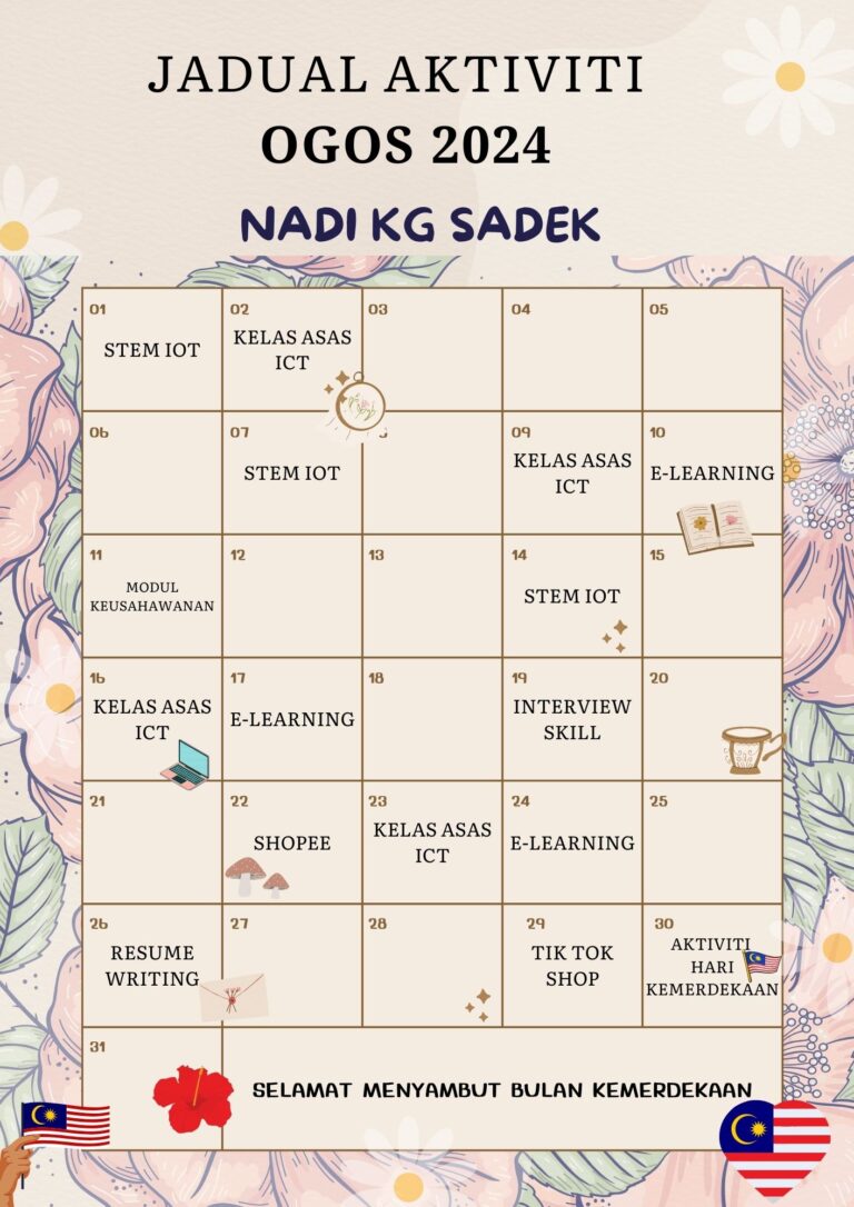 JADUAL AKTIVITI OGOS 2024 – NADI Kg Sadek